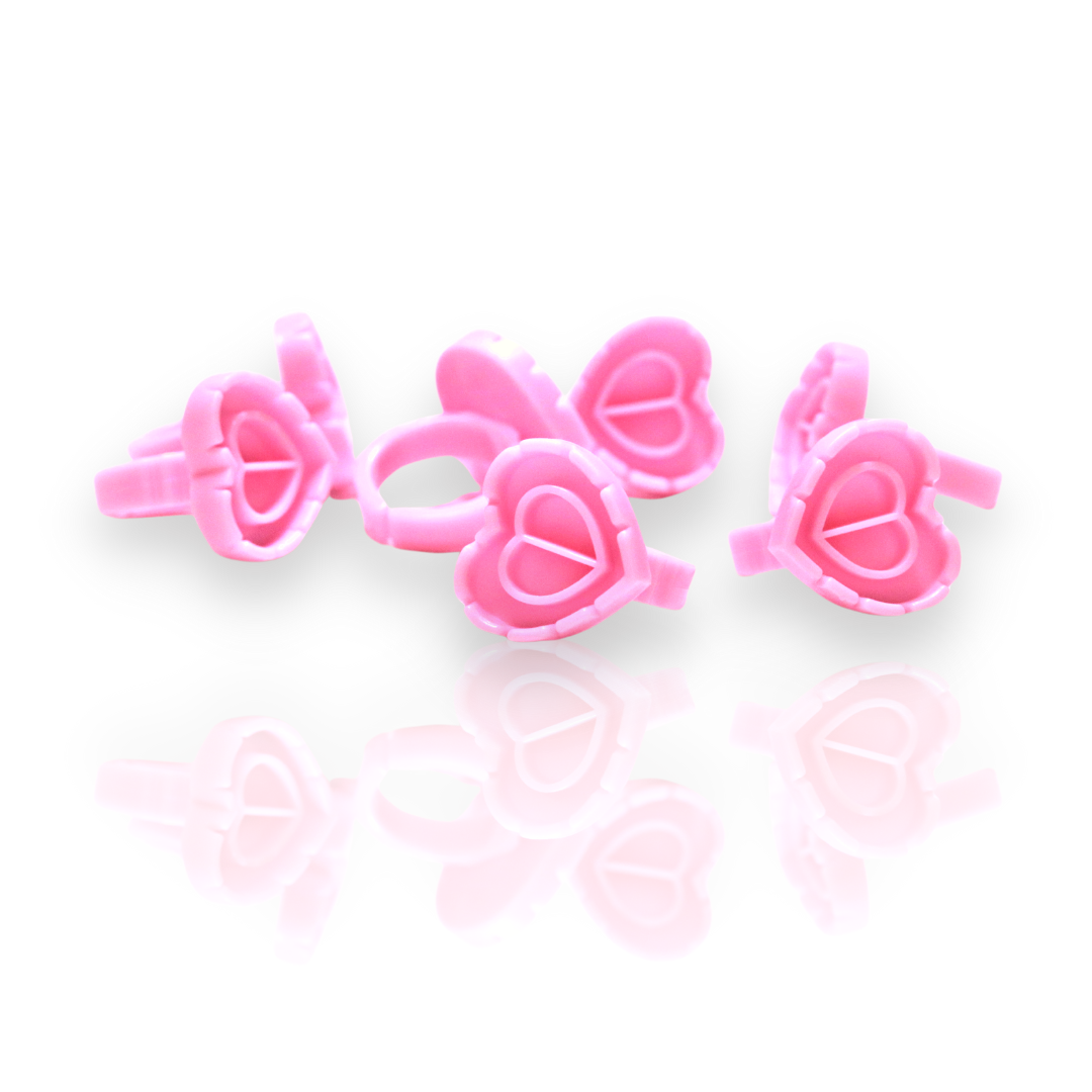Pink Heart Adhesive Ring Cups 100pcs